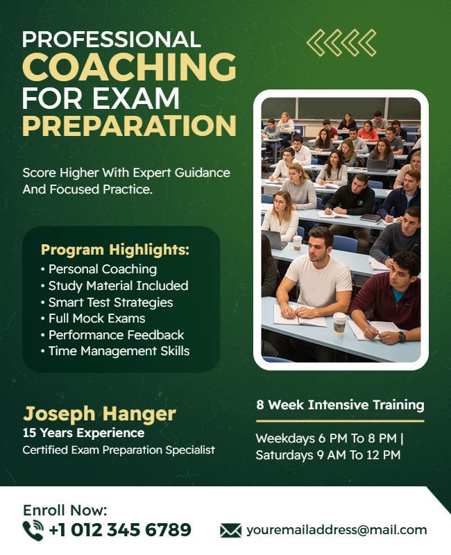 Professional Exam Preparation Coaching Flyer Template