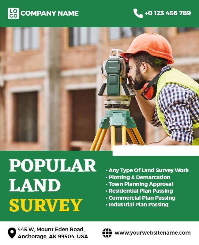 Professional Green Land Survey Services Poster Template