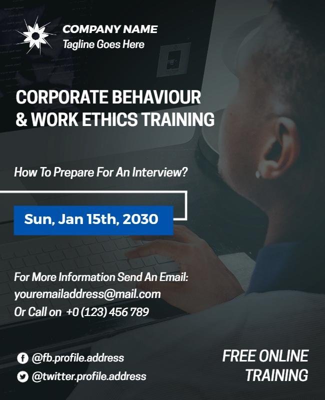 Professional Grey Corporate Behavior Training Poster Template