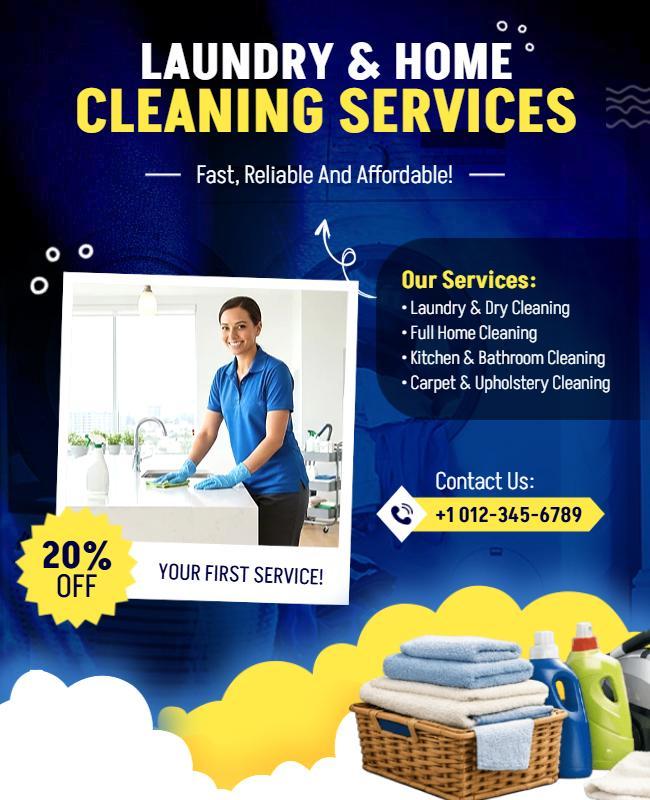 Professional Laundry and Home Cleaning Flyer Template