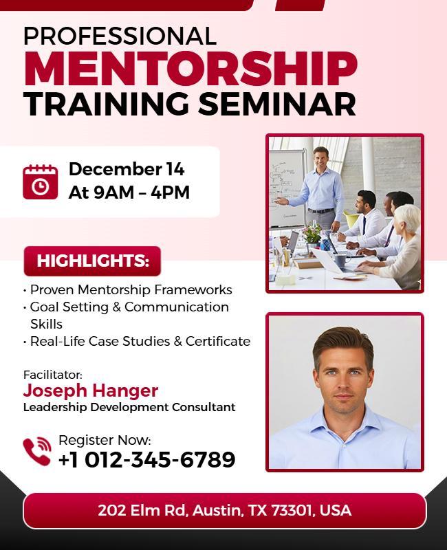 Professional Mentorship Training Seminar Flyer Template