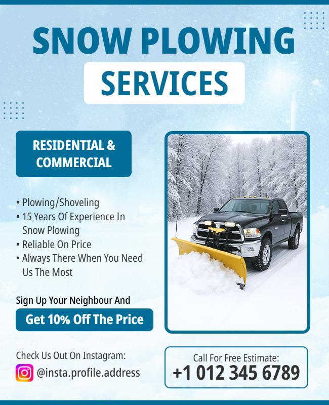 Professional Snow Plowing Services Flyer Template