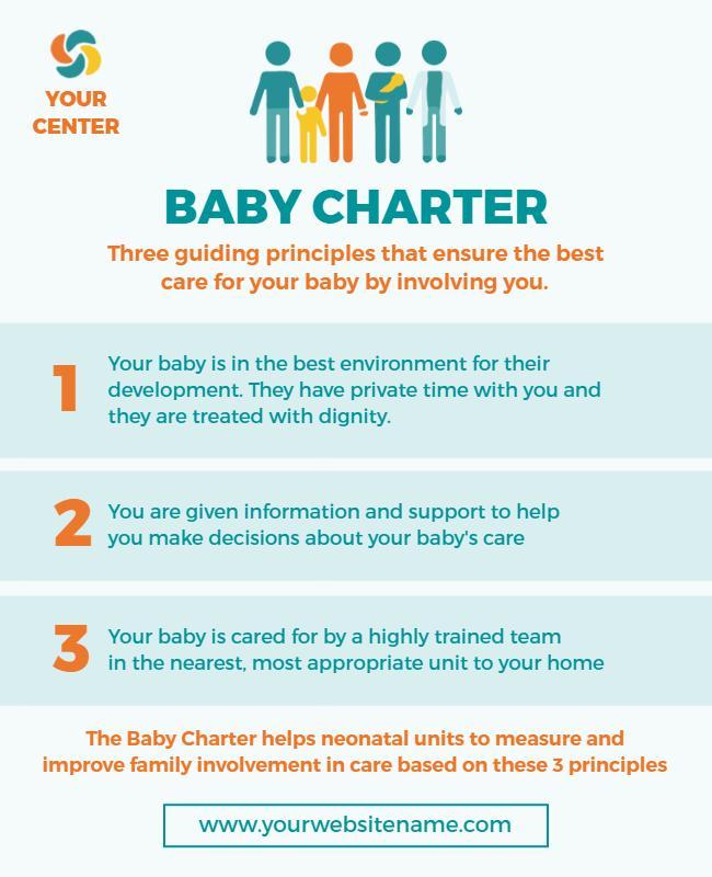Professional Teal Family Involvement Baby Charter Poster Template