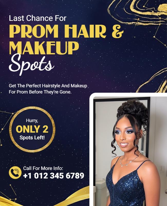 Prom Hair and Makeup Booking Flyer Template