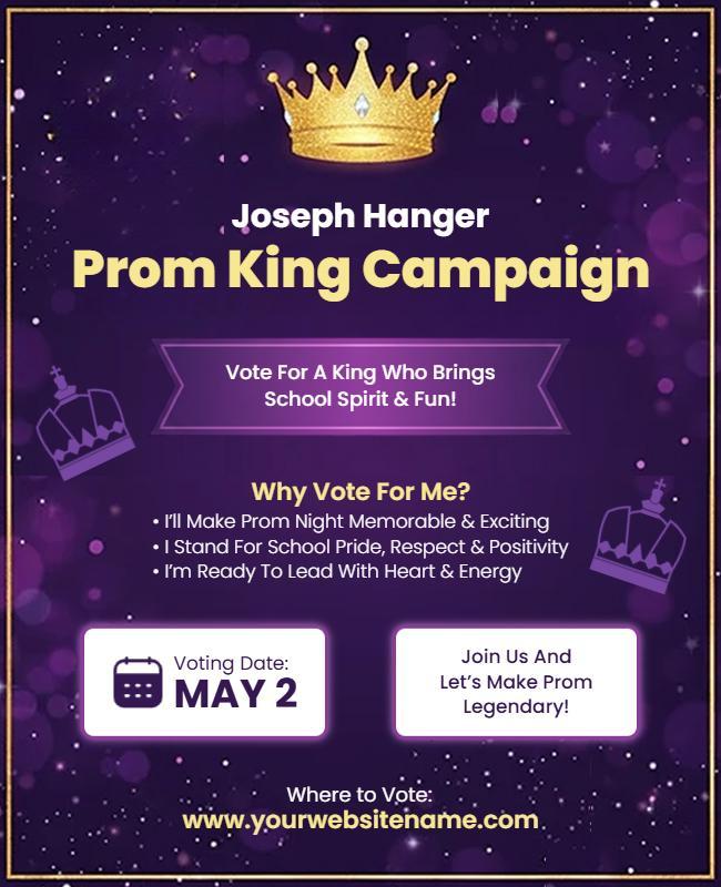 Prom King Campaign School Election Flyer Template