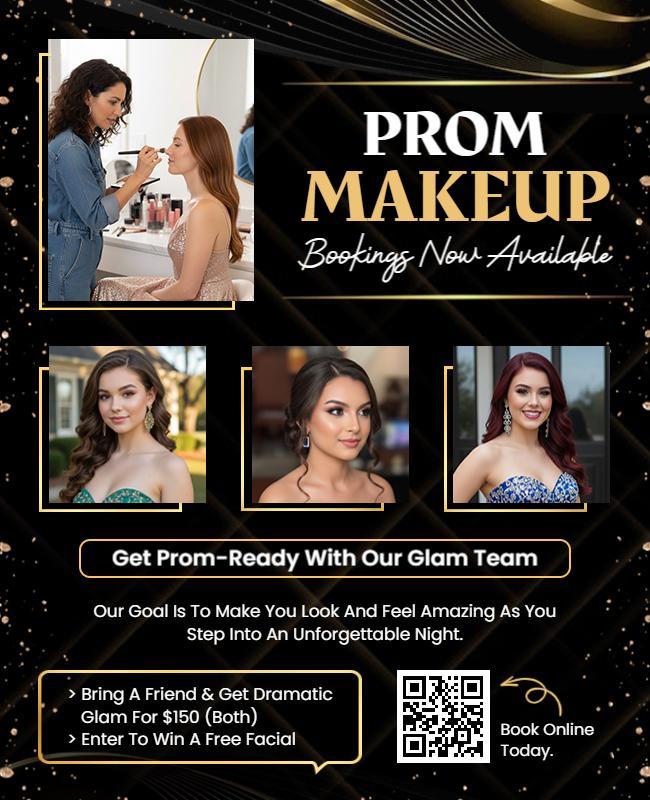 Prom Night Glam Makeup Appointment Flyer Template