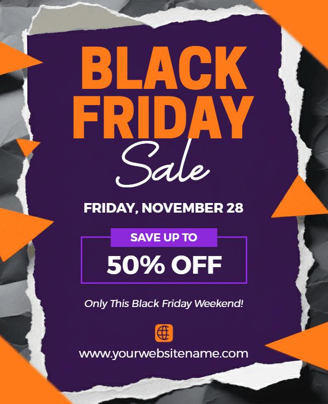 Purple and Orange Theme Black Friday Sale Promotion Flyer Template