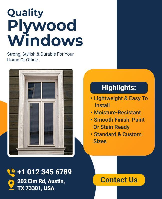 Quality Plywood Windows Promotional Flyer Template