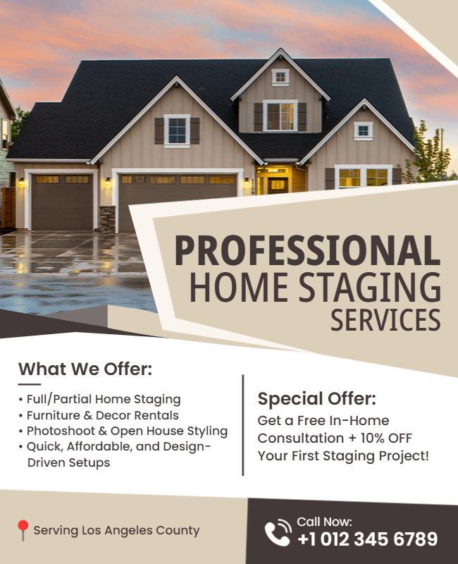 Real Estate Home Staging Services Promotional Flyer Template