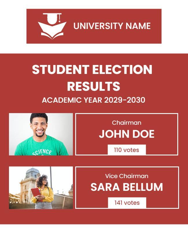 Red Formal Student Election Results Announcement Poster Template