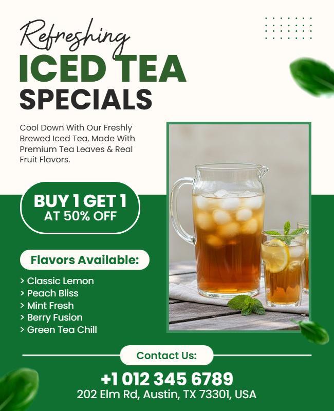 Refreshing Iced Tea Beverage Promotion Flyer Template