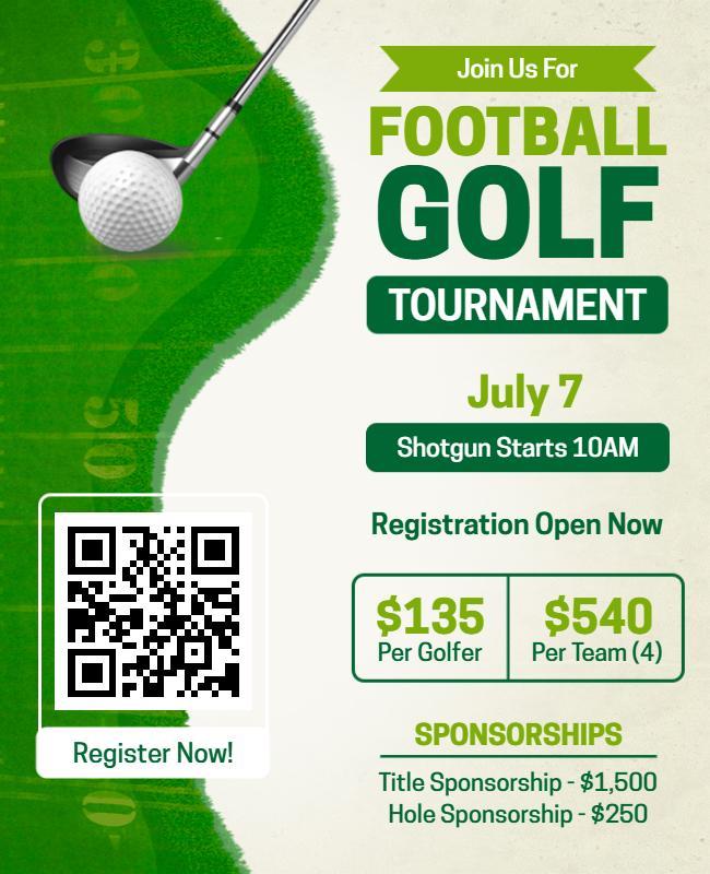 Register for Football Golf Tournament Flyer Template