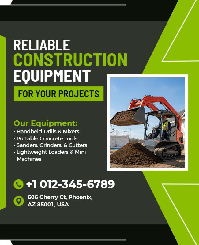 Reliable Construction Equipment Promotion Flyer Template