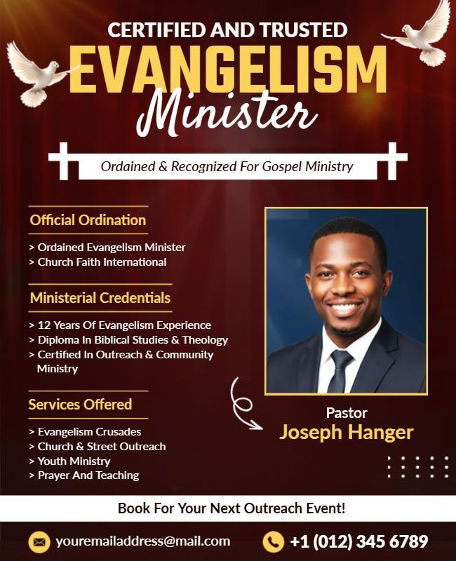 Religious Gold and Maroon Evangelism Service Flyer Template