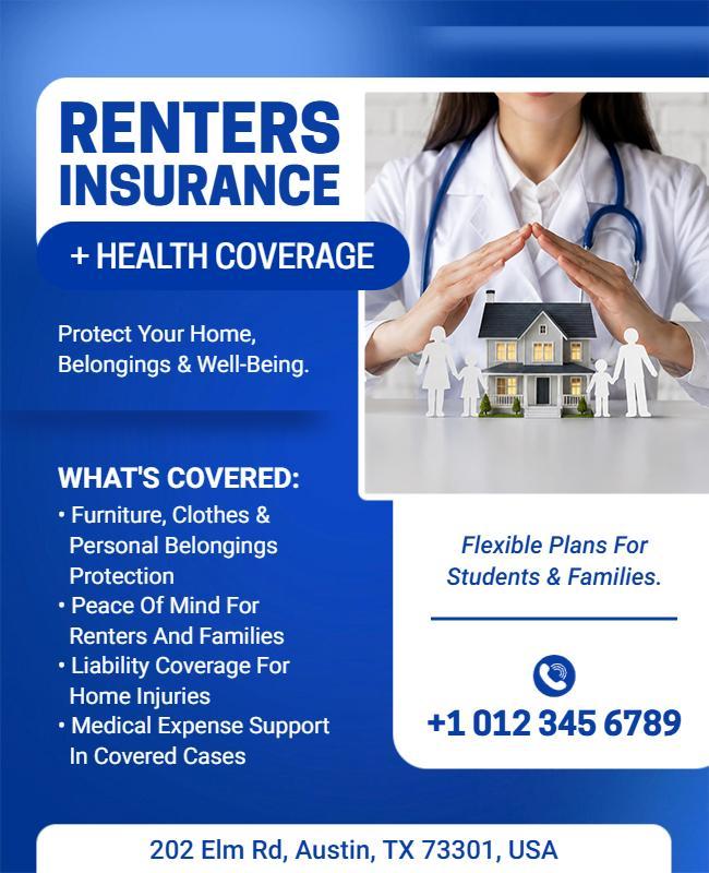 Renters Insurance and Health Coverage Flyer Template