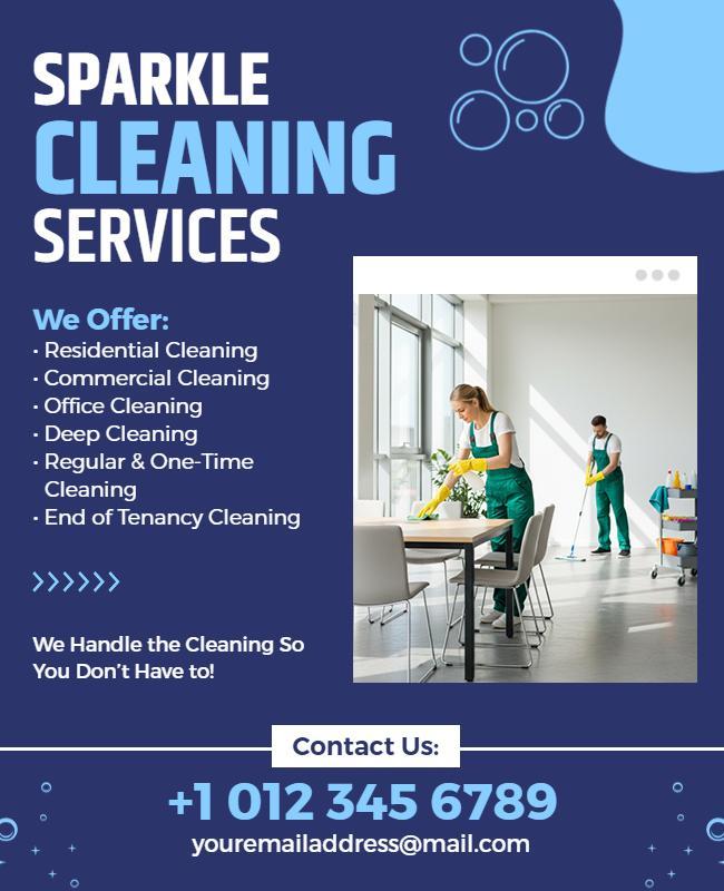 Residential and Commercial Sparkle Cleaning Services Flyer Template