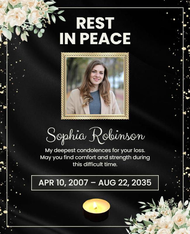 Rest in Peace Condolence and Tribute Poster Template