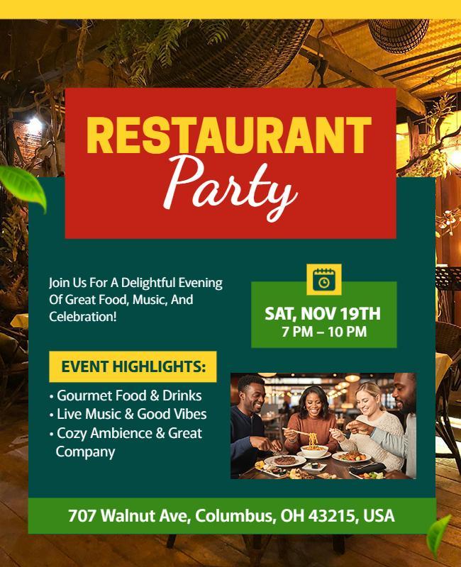 Restaurant Party Event Flyer Template