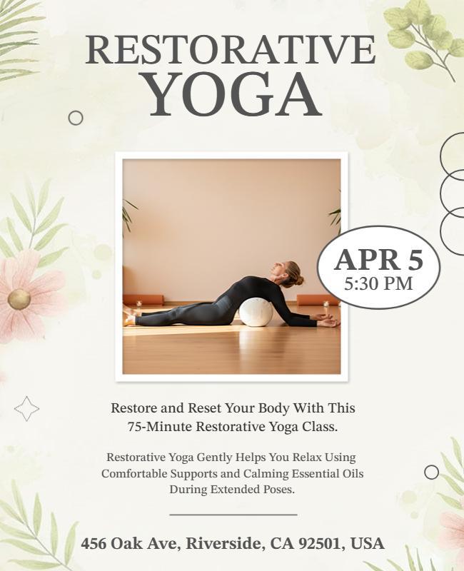 Restorative Yoga Class Promotional Flyer Template