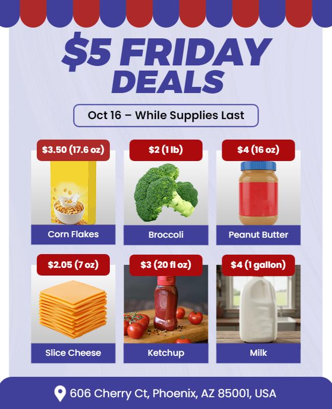 Retail Store $5 Friday Deals Announcement Flyer Template