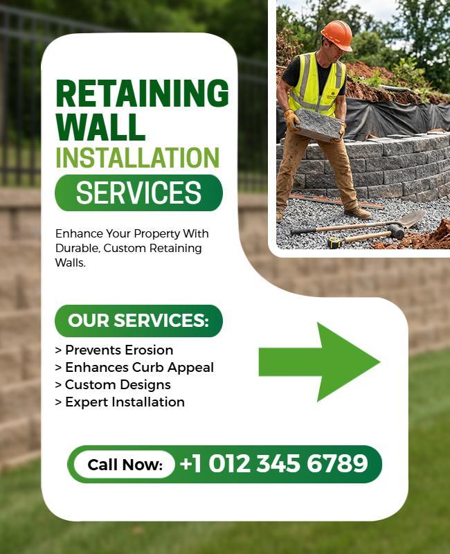 Retaining Wall Installation Services Flyer Template