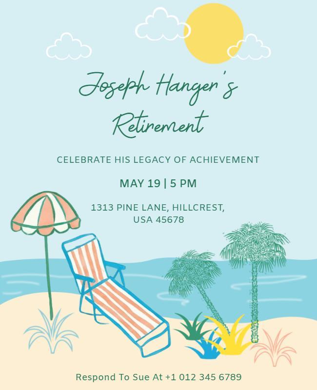 Retirement Beach Celebration Invitation Flyer Template