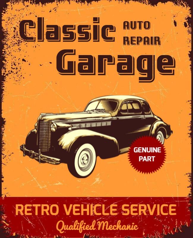 Retro Classic Auto Repair Garage Service Poster Template