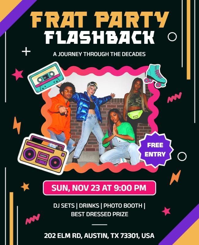 Retro Frat Party Event Flyer Template