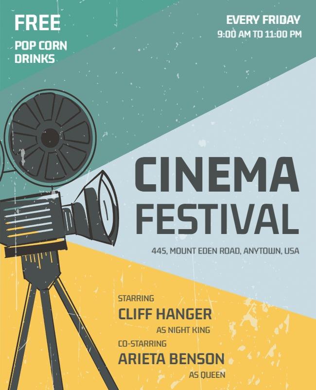 Retro Teal Cinema Festival Film Screening Poster Template