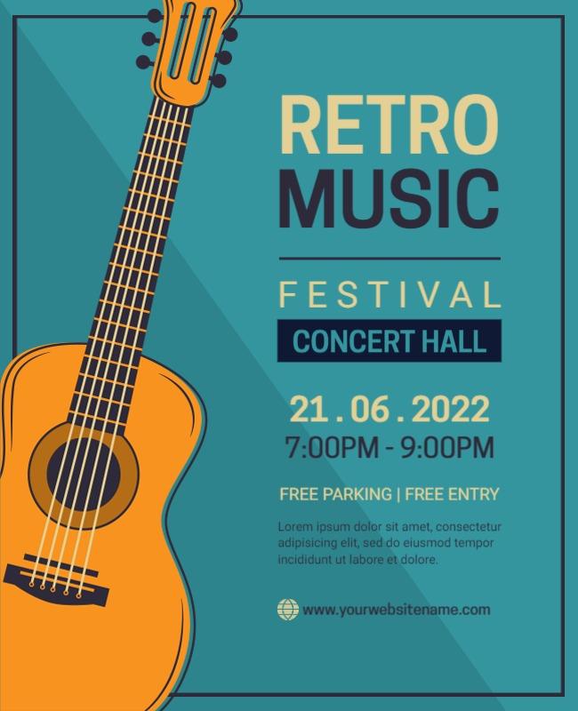 Retro Themed Music Festival Concert Hall Poster Template