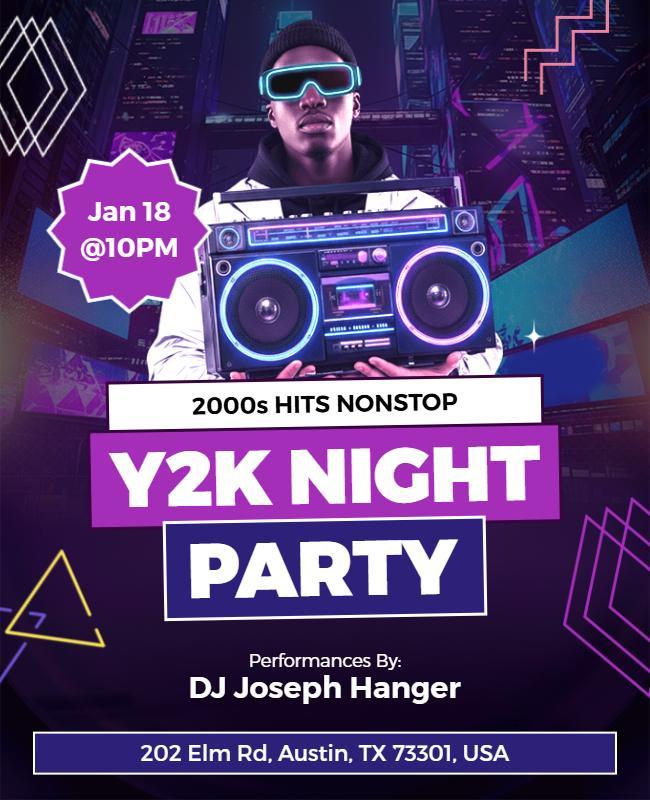 Retro Themed Y2k Night Music Party Flyer Template