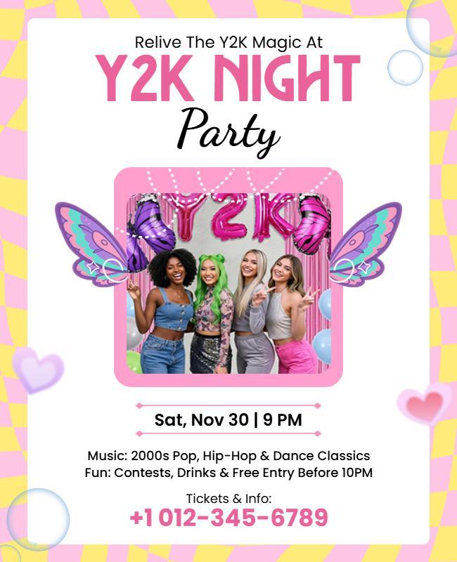Retro Themed Y2k Night Party Celebration Flyer Template
