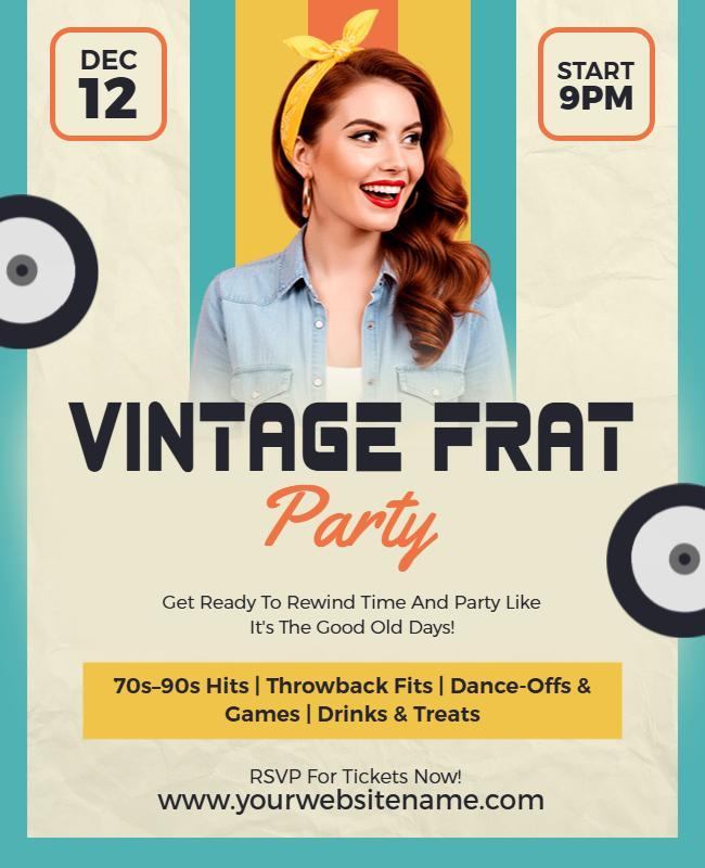 Retro Vintage Frat Party Celebration Flyer Template