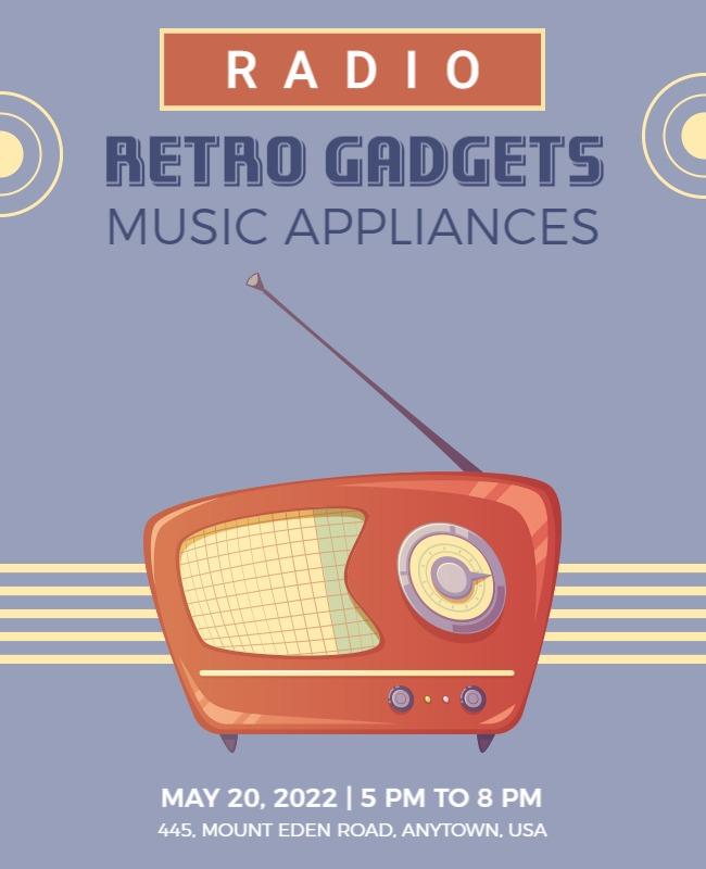 Retro Vintage Radio and Music Appliances Poster Template
