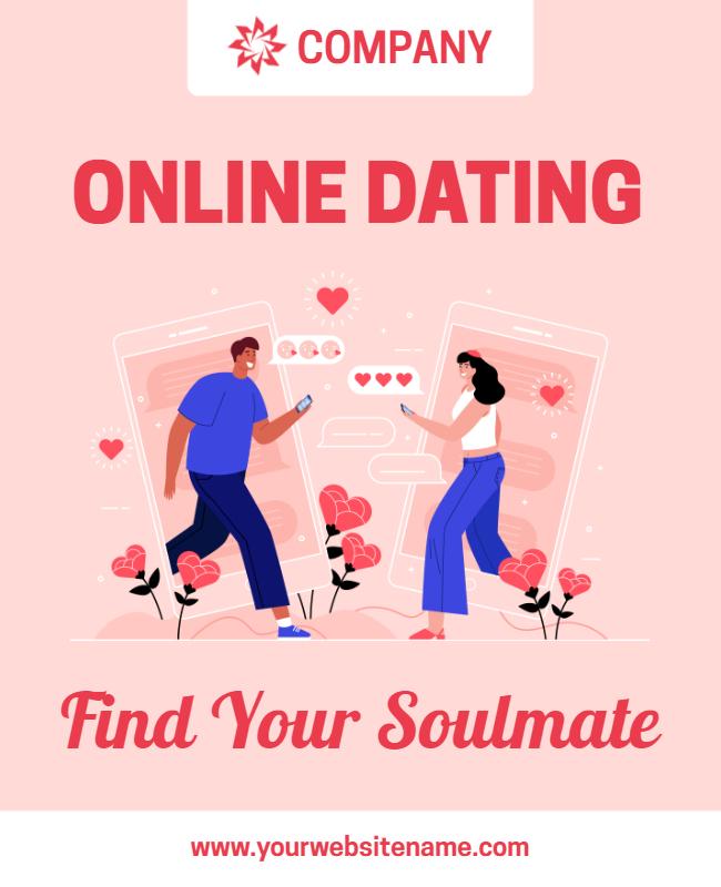 Romantic Pink Online Dating Find Your Soulmate Poster Template
