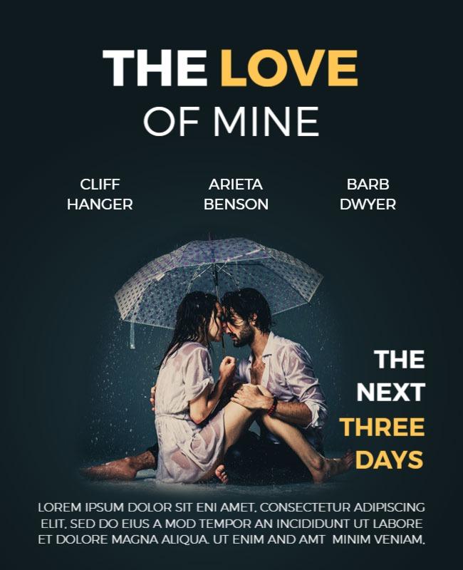 Romantic Rainy Day Love Story Movie Poster Template
