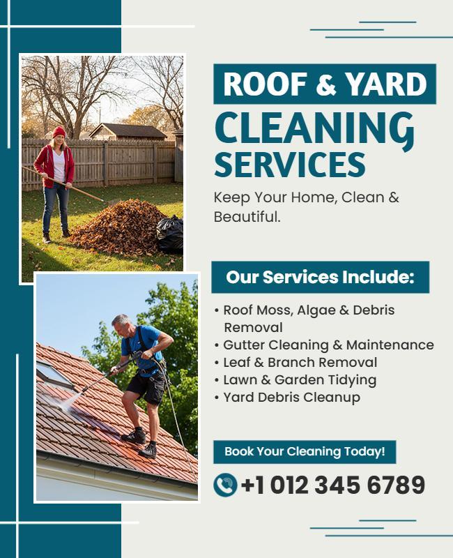 Roof and Yard Cleaning Services Flyer Template