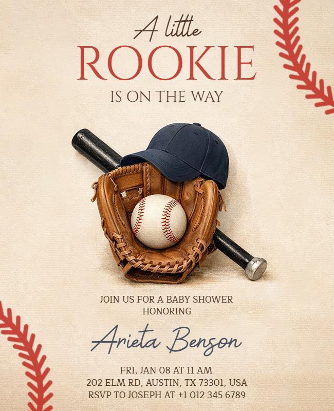 Rookie Baby Shower Event Invitation Flyer Template