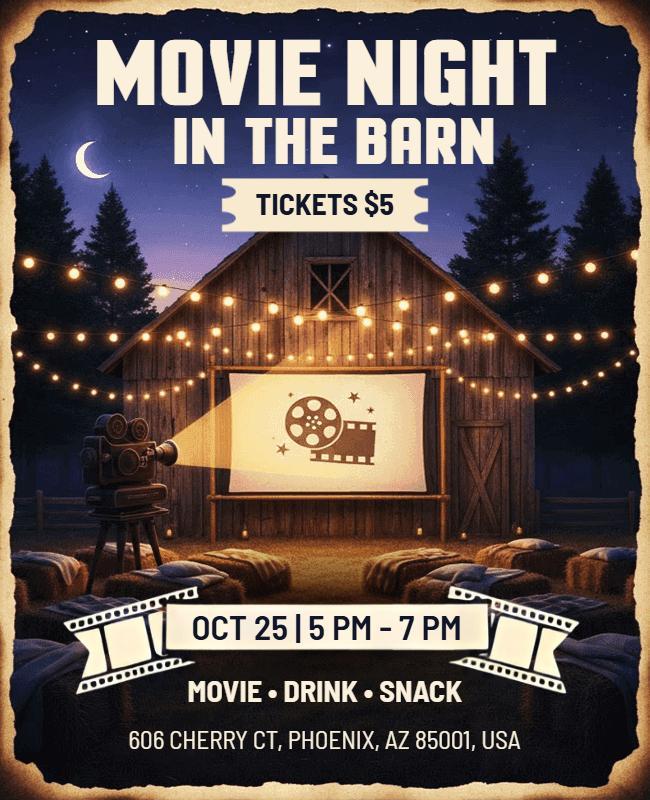 Rustic Barn Movie Night Flyer Template