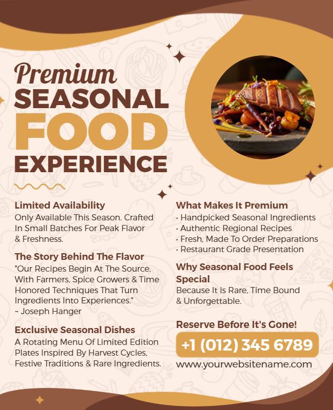 Rustic Brown Themed Seasonal Food Event Promotional Flyer Template