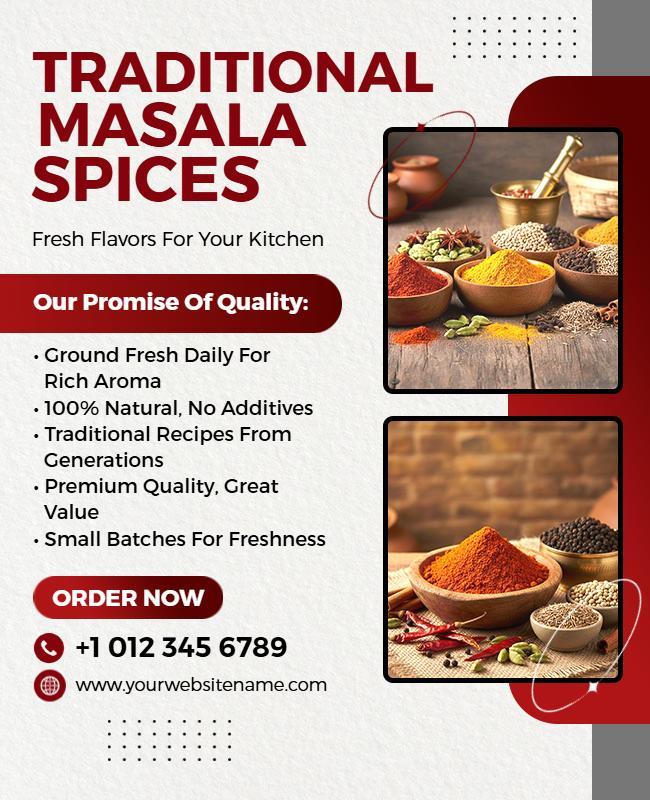 Rustic Red Gourmet Spice Collection Kitchen Flyer Template