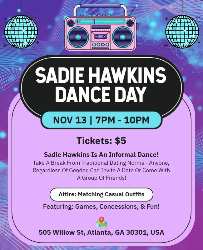 Sadie Hawkins Dance Day Event Flyer Template