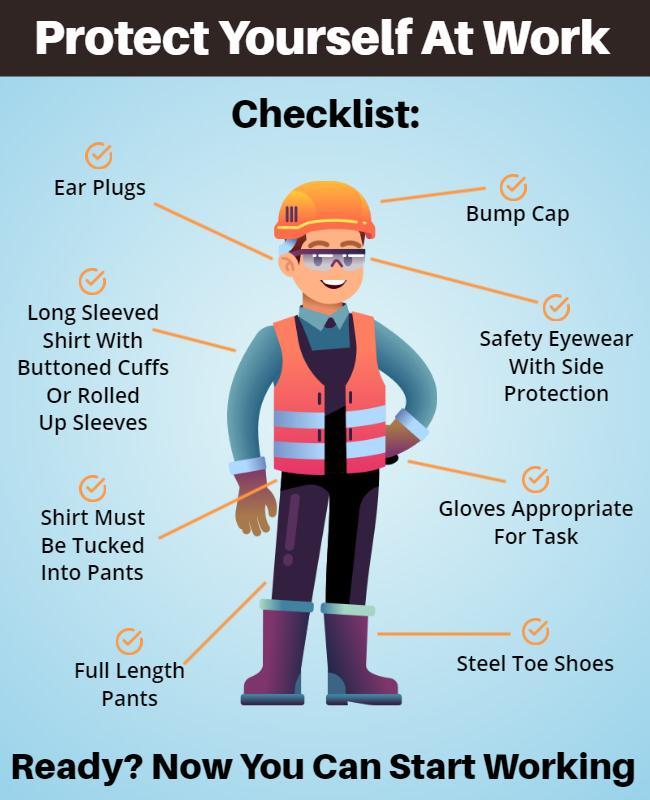 Safety Checklist for Workplace Protection Awareness Poster Template