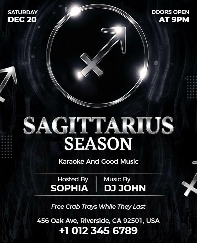 Sagittarius Season Karaoke Night Flyer Template