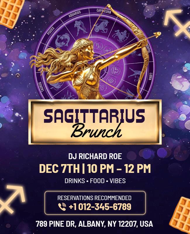 Sagittarius Zodiac Themed Brunch Flyer Template