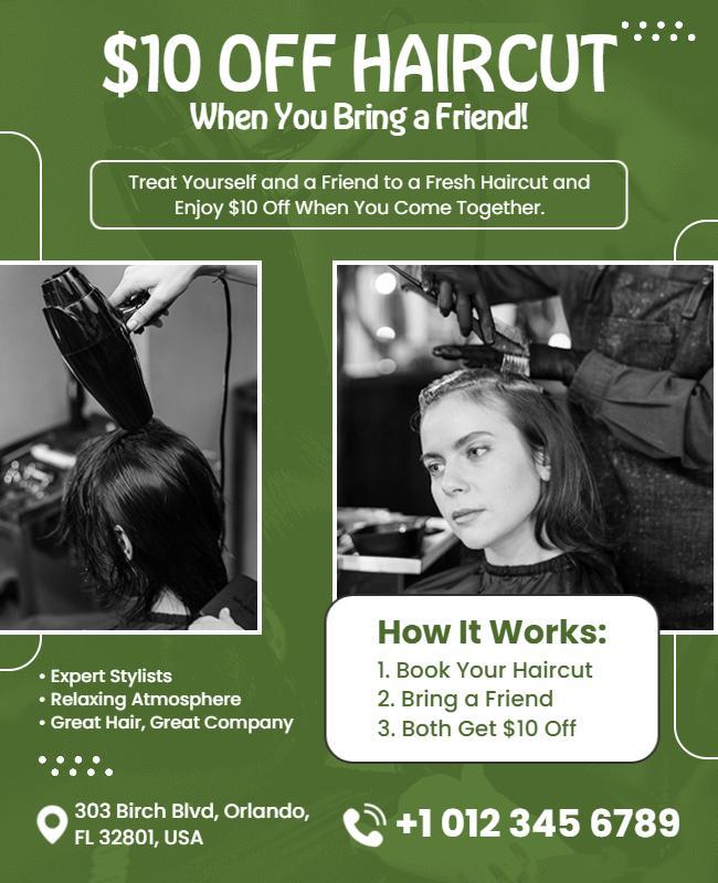 Salon Special Offer Bring a Friend Flyer Template