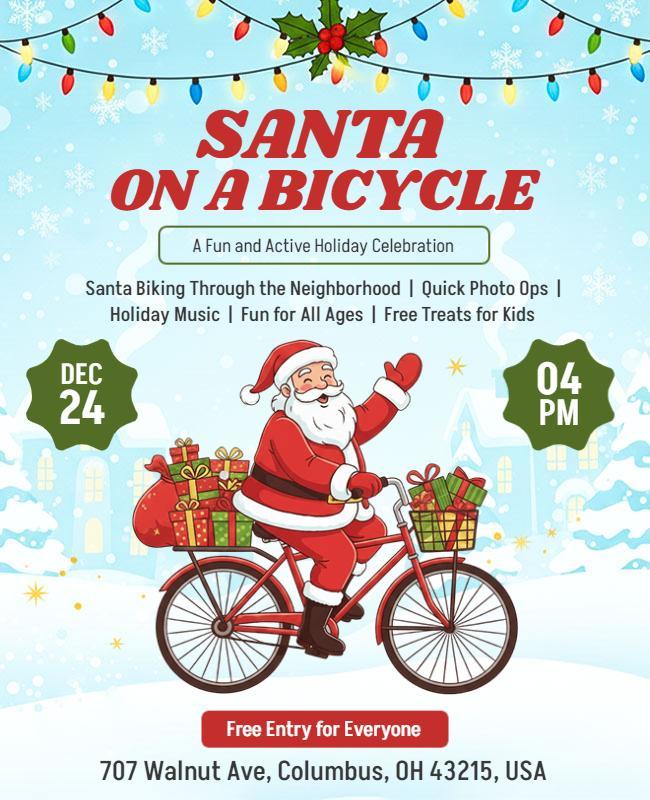 Santa Christmas Bicycle Event Flyer Template