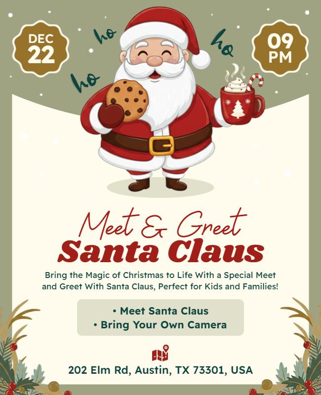 Santa Claus Meet and Greet Event Flyer Template