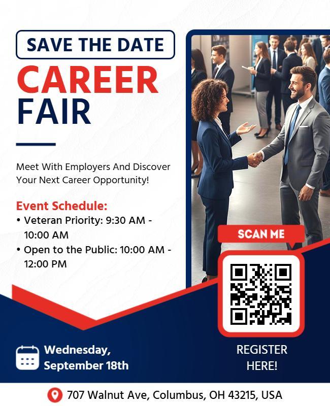 Save the Date Career Fair Networking Event Flyer Template