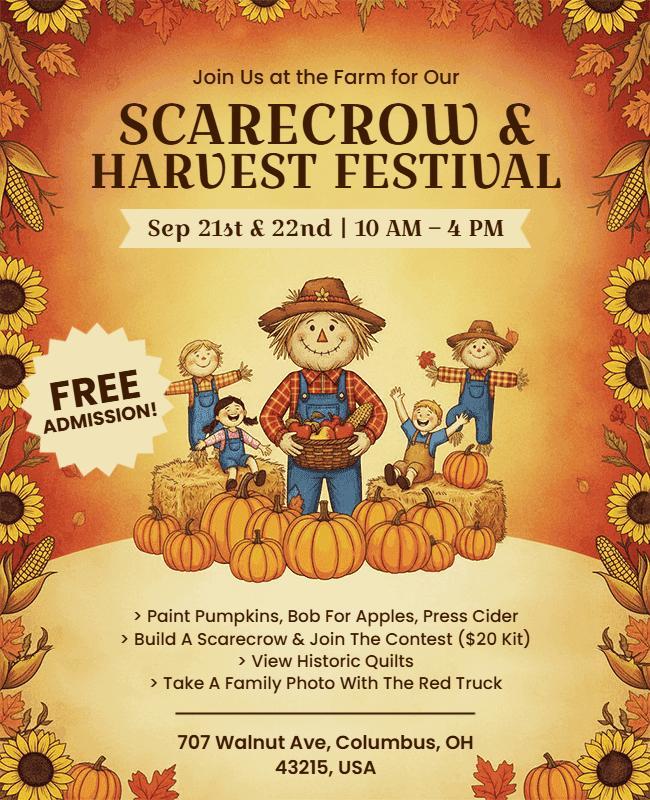 Scarecrow and Harvest Festival Event Flyer Template